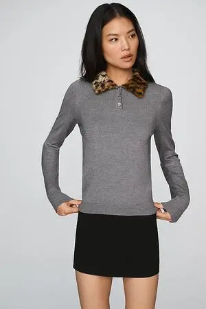 Apparis Esther Polo Sweater - Slate/leopard