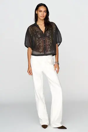 PILCRO Qucy Sheer Studded Blouse