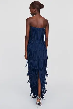 CURAAE Yelena Strapless Frge Midi Dress