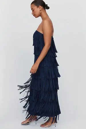CURAAE Yelena Strapless Frge Midi Dress