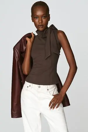 Maeve Tie Neck Tank Top - Brown