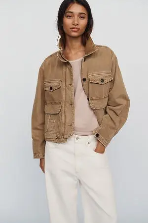 Citizens Of Humanity 100% Cotton Funnel Neck Barn Jacket - Tan