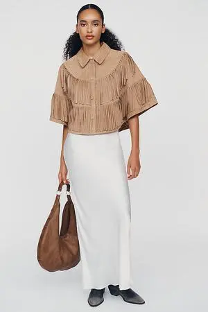 BERENICE Suede Frge Cape Jacket