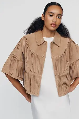 BERENICE Suede Frge Cape Jacket
