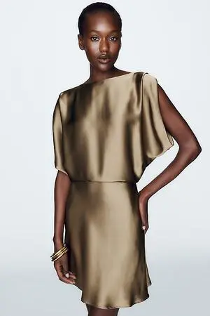 Anthropologie 100% Silk Mi Dress - Olive