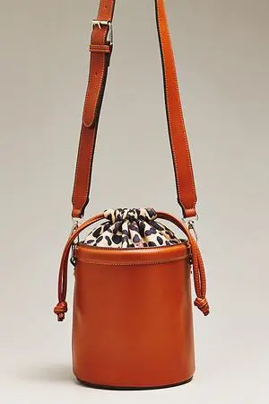 Maeve Faux Leather Cched Bucket Bag Tan