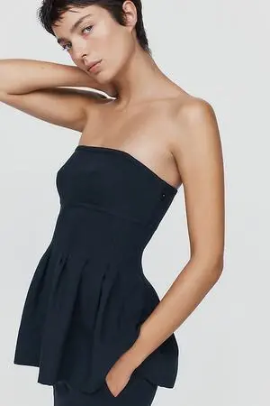 Anthropologie Pleated Peplum Top Black