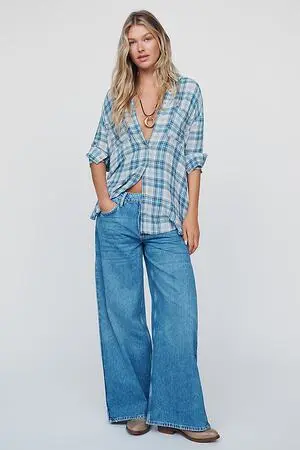 PILCRO High Rise Wide Leg Side Gusset Jeans