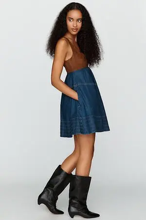 Maeve Contrast Denim Mi Dress