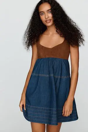 Maeve Contrast Denim Mi Dress