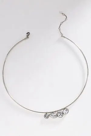Anthropologie Demi-fe Floatg Crystal Collar Necklace - Silver