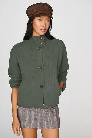NVLT Ribbed Knit Funnel Neck Bomber Jacket
