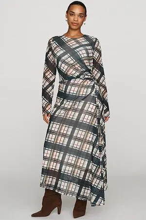 Anthropologie Merricksart X Ruched Mesh Midi Dress
