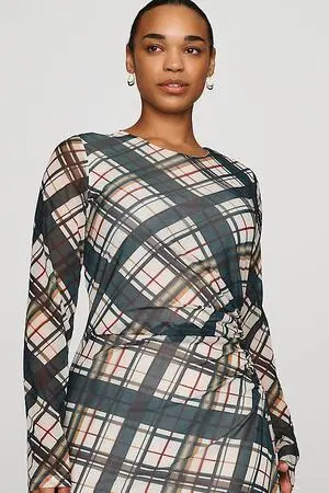 Anthropologie Merricksart X Ruched Mesh Midi Dress