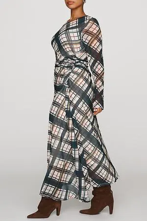 Anthropologie Merricksart X Ruched Mesh Midi Dress
