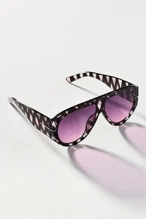 I-SEA Flat Top Aviator Sunglasses - Black Pattern