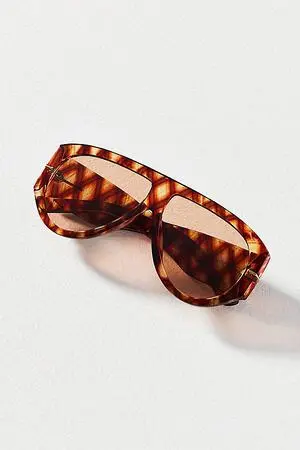 I-SEA Flat Top Aviator Sunglasses Brown Pattern