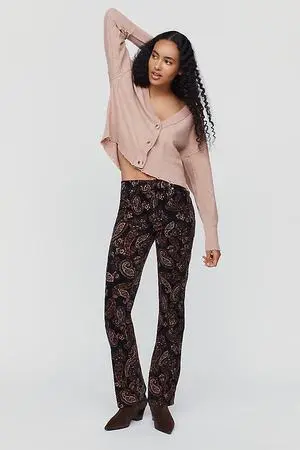 Sanctuary Play Date Corduroy Bootcut Pants - Brown Pattern