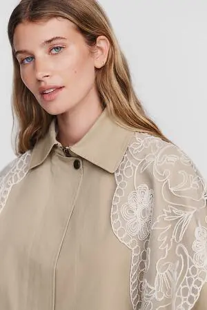 Anthropologie Trench Cape With Lace Scarf Jacket