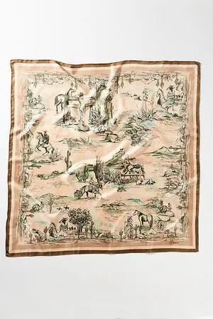 ALEMAIS Scout 100% Silk Scarf - Neutral Pattern