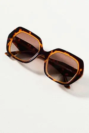I-SEA Colorblock Geo Retro Sunglasses - Brown Pattern