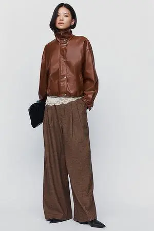 Maeve Avery Wide Leg Pleated Trousers Pants