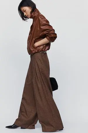 Maeve Avery Wide Leg Pleated Trousers Pants