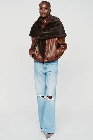 Anthropologie Triangle Faux Fur Scarf - Chocolate