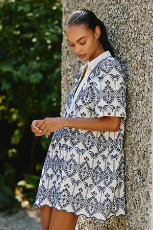 CELANDINE Eyelet Embroidered Mi Dress