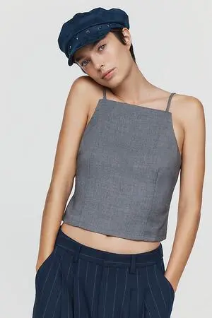 Anthropologie Cropped Apron Top - Grey