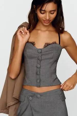Anthropologie Tailored Bustier Top - Grey