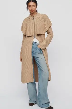Maeve Long Capelet Duster - Camel