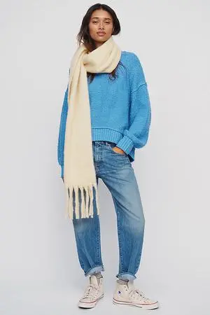 PILCRO Rooney Relaxed Crew Neck Sweater - Blue