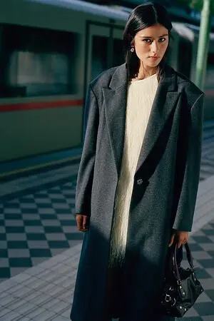 Anthropologie Tailored Longle Coat Jacket - Grey