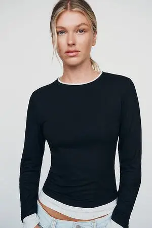 Maeve Double-layer Top Black