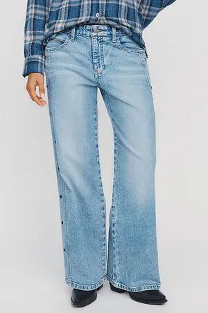 PILCRO Esme Mid Rise Wide Leg Grommet Jeans