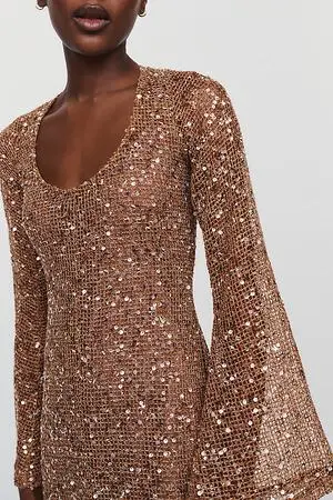 THE WOLF GANG Tierra Sequ Midi Dress
