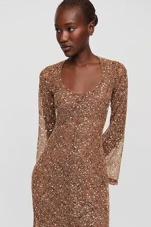 THE WOLF GANG Tierra Sequ Midi Dress