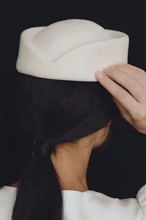 Lele Sadoughi 100% Wool Contoured Hat - Ivory
