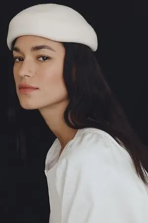 Lele Sadoughi 100% Wool Beret White