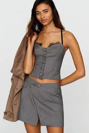 Anthropologie Asymmetrical Blazer Skort - Grey