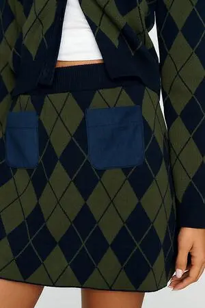 Maeve 100% Cotton Argyle Mi Skirt