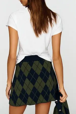 Maeve 100% Cotton Argyle Mi Skirt