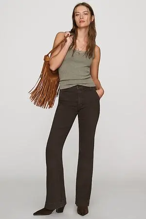 Anthropologie Joe's Jeans Molly Mid-rise Wide-leg Trouser Jeans - Coffee Bean