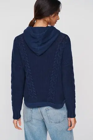 PILCRO 100% Cotton Cable-knit Hoodie