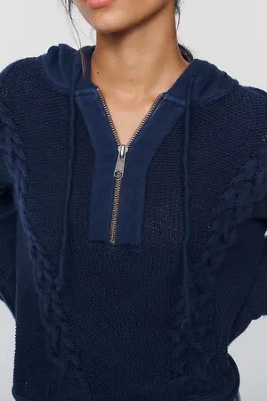 PILCRO 100% Cotton Cable-knit Hoodie