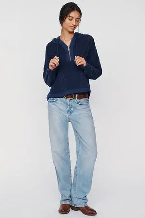 PILCRO 100% Cotton Cable-knit Hoodie