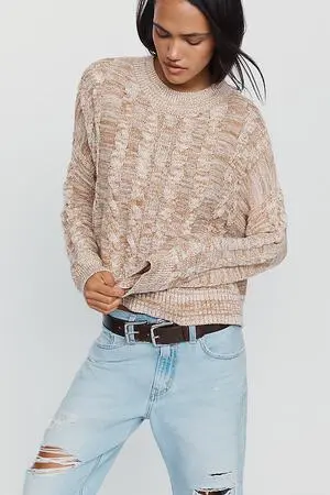 PILCRO Cable Knit Sweater