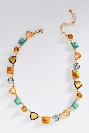 Anthropologie Gemstone Medley Necklace Blue Pattern
