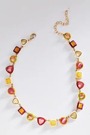 Anthropologie Gemstone Medley Necklace Pink Pattern